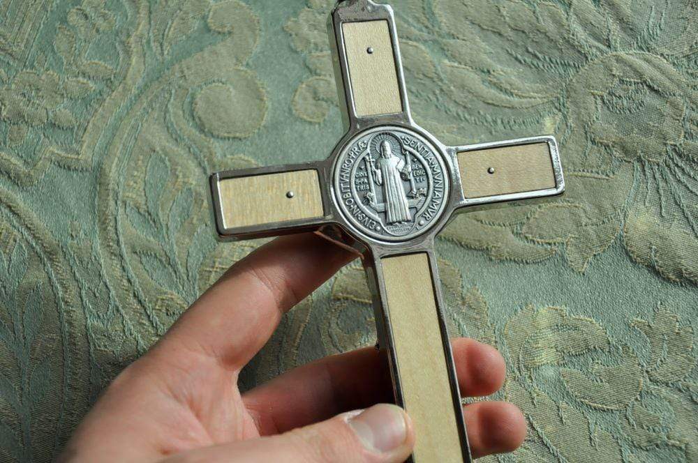 Wood Inlay St Benedict Crucifix – The Cenacle Press at Silverstream Priory